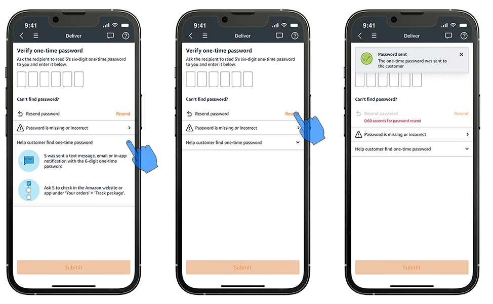 One-Time Password Delivery Updates and Features | Amazon Flex