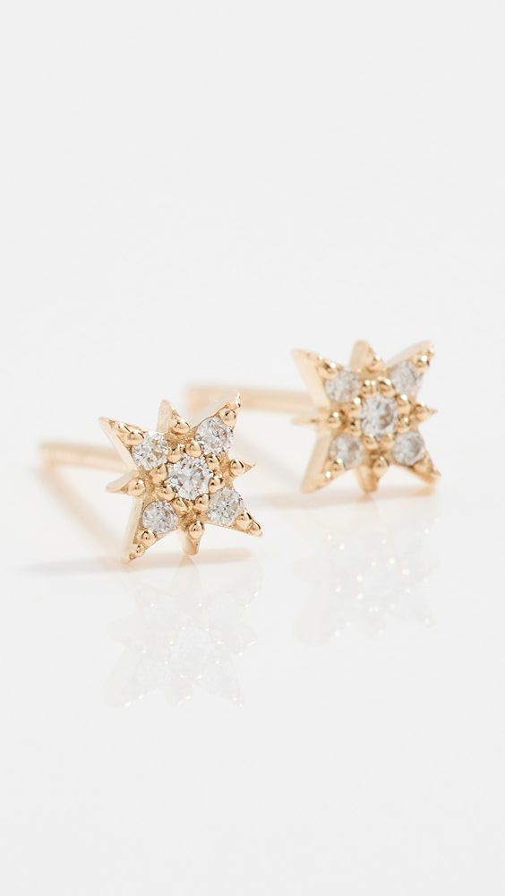 Gemma 14k 6mm Star Earrings with Diamonds | Shopbop
