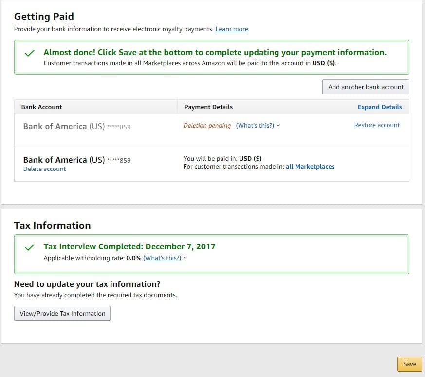 Edit Bank Account Information