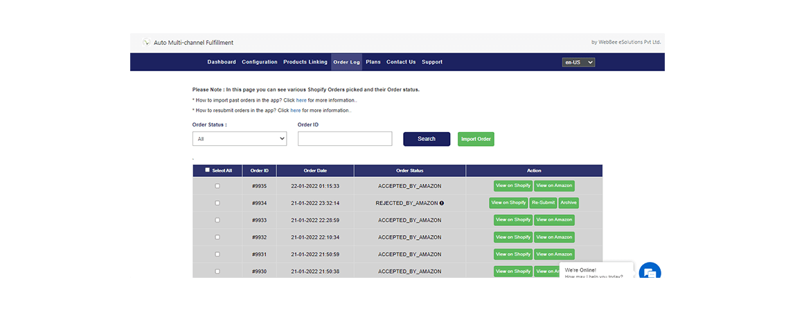 WebBee Integration with Amazon Multi-Channel Fulfillment (MCF)