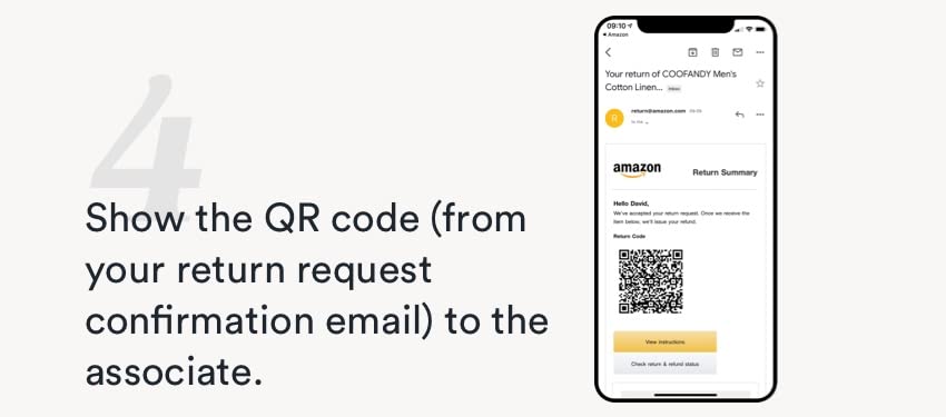 Show the QR code from your return request confirmation email to the ...
