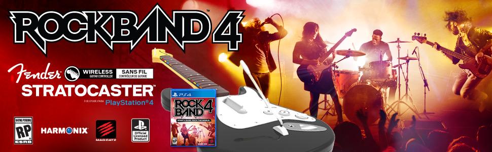 Rock Band 4 Wireless Fender Stratocaster Guitar Controller and Software Bundle for PlayStation 4 ...