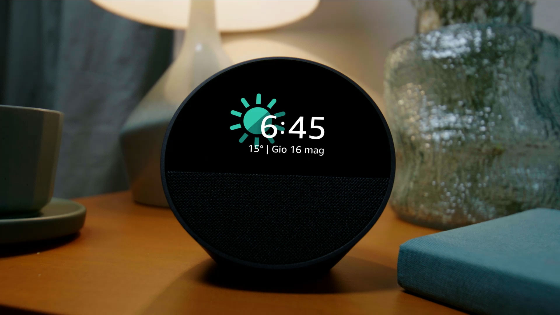 Amazon Echo Spot (modello 2024) | Sveglia intelligente con audio di qualità e Alexa | Nero ...