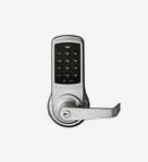 Z-Wave Pushbutton Keypad Lock with AU Lever in Satin Chrome, Model ...