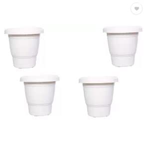 SS TRADING COMPANY 8 Inch Round White Pot for Plant (Indoor and Outdoor ...