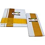Buy PPS Textiles Men's White Golden-Border Dhoti-Gamcha Set, Pure ...
