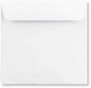 100 Pure White Square Envelopes - 155mm x 155mm - Straight Wallet Flap ...