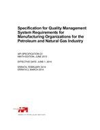 API SPEC Q1 Specification for Quality Management System Requirements for Manufacturing ...