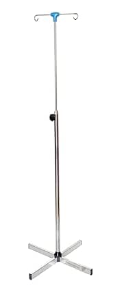 PrimeSurgicals Adjustable Metal IV Stand Max height 6.5 feets (2 Hook ...