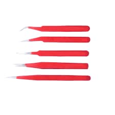 RIVER FOX® 5 Pcs Red Tweezers Set, Upgraded Anti-Static Professional ...