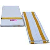 Buy PPS Textiles Men's White Golden-Border Dhoti-Gamcha Set, Pure ...