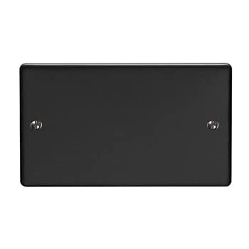 UK Electrical Accessories Matt Black 2 Gang Double Blank Cover Plate ...