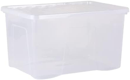 CHPL 2x 60 Litre Large Crystal Clear Plastic Storage Box With Secure ...