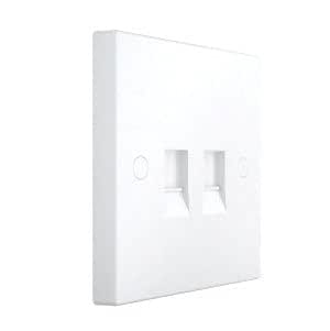 White 2 Gang Data Socket RJ45 CAT5 - White Plastic : Amazon.co.uk: DIY ...