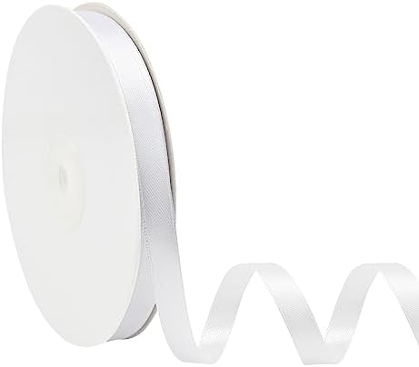Amazon.com: 3/8 Inch x 100Yds Thin White Satin Ribbon Double Faced ...