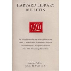 The Edward Lear Collection at Harvard University. HLB Summer-Fall 2011 ...