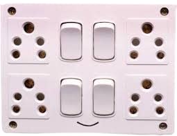 Multi Outlet Electrical Switch Board (for Wall Mounted) with 4 SWITCHES ...