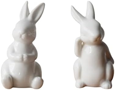 Amazon.com: EASIMECOR Ceramic Bunny Rabbits Easter Bunny Decorations ...