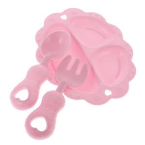 Buy 3 Pieces Doll House Miniature Fork Spoon Plate Dinnerware for ...