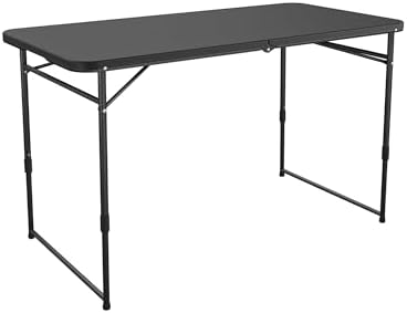 Amazon.com: 40" Plastic Adjustable Height Fold-in-Half Folding Table ...