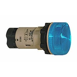 22mm Pilot Light, Plastic, 230VAC, LED, Blue Lens/Blue LED: Mono Block ...