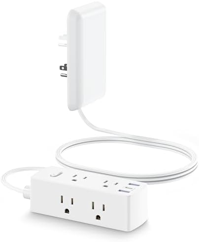 Amazon.com: Olcorife Flat Extension Cord with Outlet Cover, Flat Plug Power Strip with 6 Outlets ...