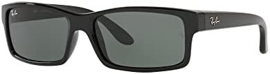 Amazon.com: Ray-Ban RB4151 Rectangular Sunglasses, Black/Green, 59 mm ...