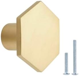 Brushed Brass Gold Hexagon Cabinet Knobs Dresser Drawer Pulls Kitchen Furniture Handle Hardware ...