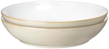 Denby - Linen Cream White Pasta Bowls Set of 2 - Dishwasher Microwave ...