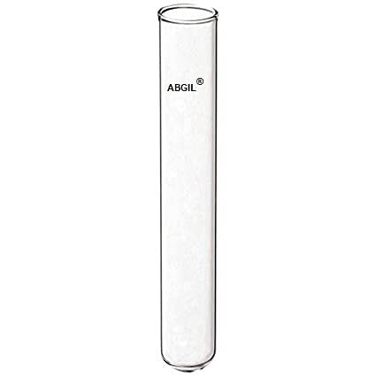 ABG Glass Test Tube with Rim 12 mm Dia and 100 mm Ht. Set of two units ...