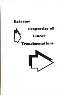 Extreme Properties of Linear Transformations: Amir-Moez, Ali R ...
