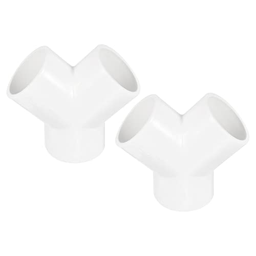PATIKIL 50mm PVC Pipe Fittings, 3 Pack 3 Way Y Shape Water Tubing Joint ...