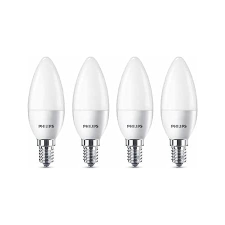 PHILIPS LED Premium Classic Candle Light Bulbs 6 Pack [E14 Small Edison Screw] 4W - 40W ...