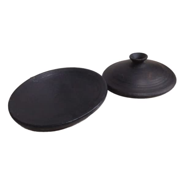 Buy Ak Creations Clay Black Tawa with Lid for Cooking Good Food Like ...