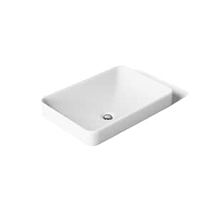 KOHLER K-5373-0 Vox Rectangle Vessel Above-Counter Bathroom Sink, White ...