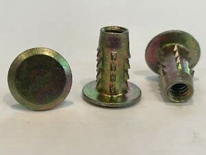 1/4-20 x 3/4 Closed-End Flanged Barbed Threaded Inserts Wood - (25 PCS ...