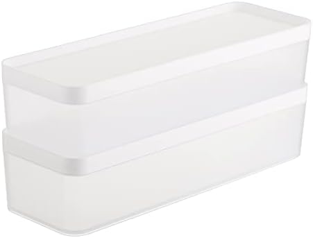 mDesign Set of 2 Storage Box – Long Box with Lid for Stationery and ...