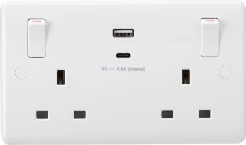 MK (ELECTRIC) Logic Plus Double Socket (K2745WHI) with Dual USB ...
