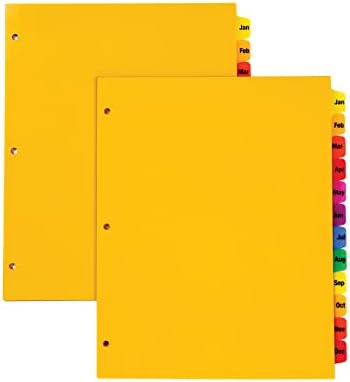Oxford Plastic Monthly Dividers for 3 Ring Binders, 12 Multicolor ...