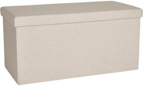 KINZA COLLECTION - Folding Ottoman Storage Box - (White, 78 x 38 x 38 ...
