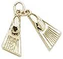 Amazon.com: Rembrandt Charms Swim Fins Charm - 14K Yellow Gold ...