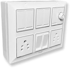 12 Modular Silver Line Gang Box Set 7 Switches 2 Sockets 1 Fan ...