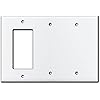 Three Gang Two Blank Metal Light Switch Plate | White GFI Cover Triple ...