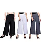 Buy Poonit Sales Plain Palazzo Pants For Womens/Girls Free Size Combo ...