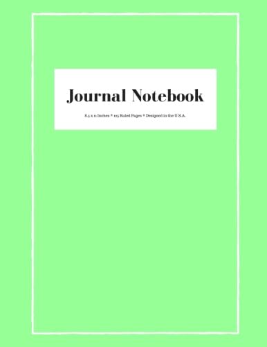 Journal Notebook: Mint Green, Ruled, Soft Matte Cover, 125 Pages (Large ...