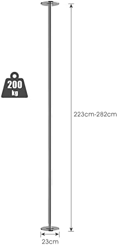 DREAMADE Profi Tanzstange φ45mm, 2,23-2,82m höhenverstellbar, Strip ...