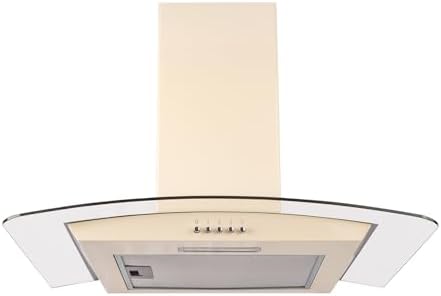 SIA CGH60CR 60cm Cream Curved Glass Chimney Cooker Hood Kitchen ...