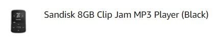 Sandisk 8GB Clip Jam MP3 Player (Black) : Amazon.in: Electronics