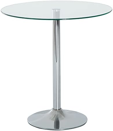 HOMCOM Round Bar Table Pub Bistro Wine Counter w/Tempered Glass Top ...