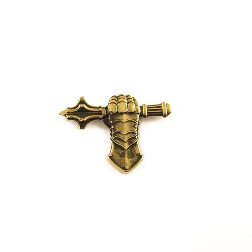 Amazon.com: Pin badge brass battle Gauntlet with flanged mace medieval ...